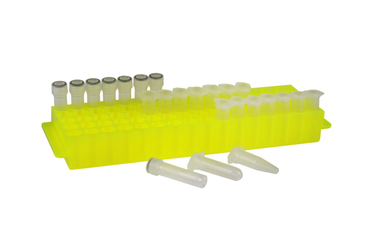 80-Well Microtube Racks, Fluorescent Yellow, 5/pk, 20/cs, Sc
