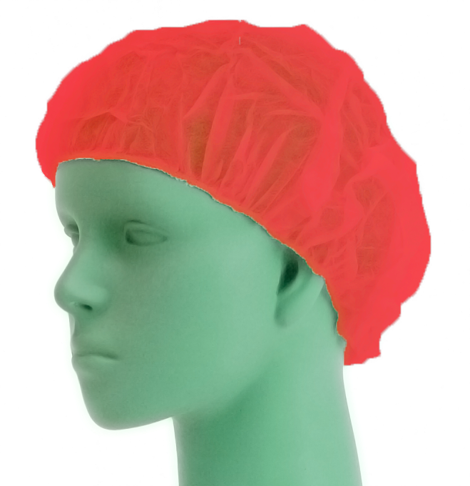 Color-Coded Red Polypropylene Bouffant Caps | LabSource
