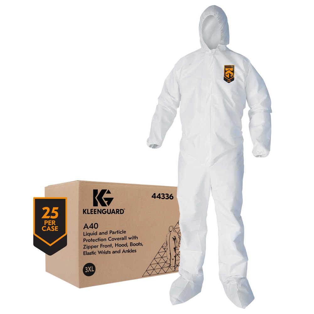KleenGuard XP Coveralls, Elastic Wrists & Ankles, Hood, Boot