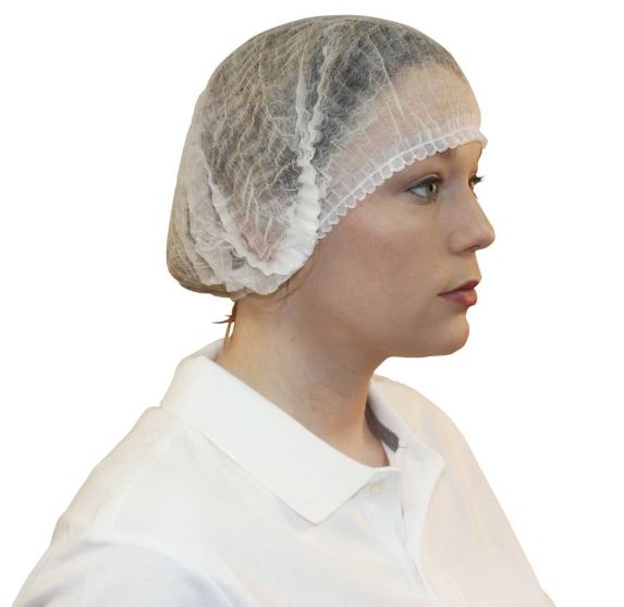 Cordova® White 19" Pleated Polypropylene Bouffant Caps